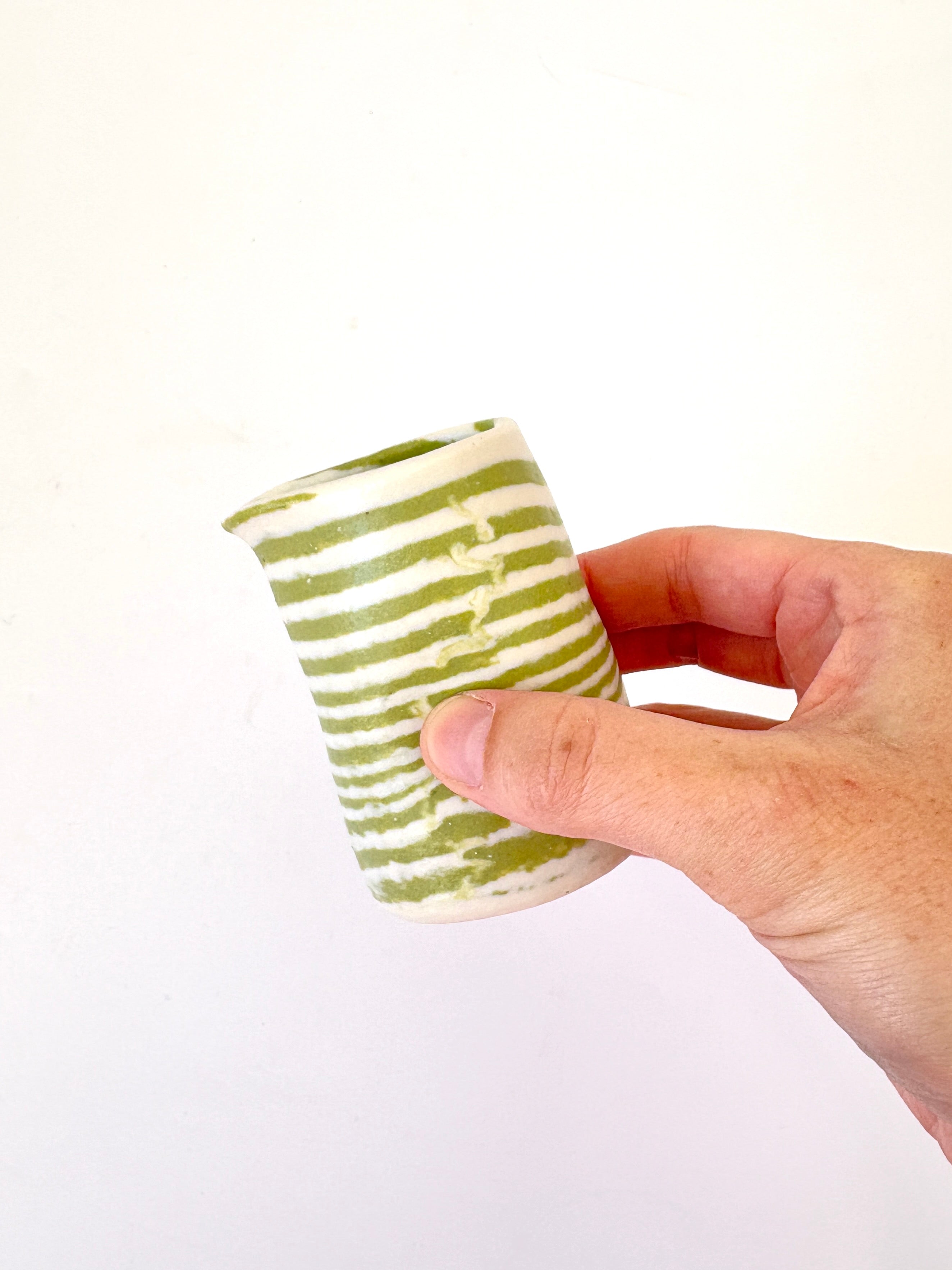 Small Pourer - Ceramic Nerikomi Light Green Stripe – Inc Design Store